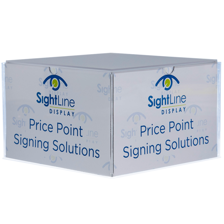 4-Way Sign Holder Display Cube - Sightline Display